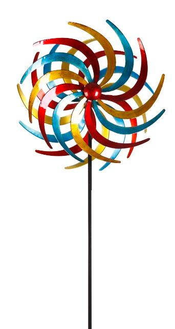 XXL Doppelwindrad Windrad Garten Dekoration Windspiel Metall 210 cm Ø ...