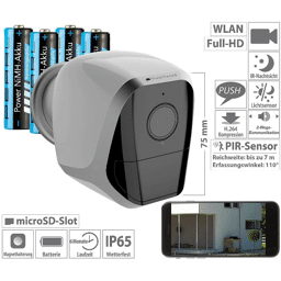 VisorTech IPC-680 Überwachungskamera WLAN mit App, 12 Monate Stand-by ...