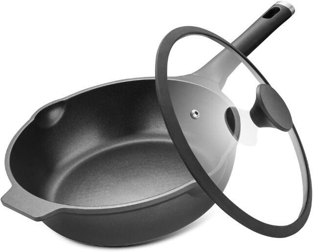 Wokpfanne Induktion 28 cm, Wok Pfanne Schmorpfanne mit Deckel, Pfanne ...